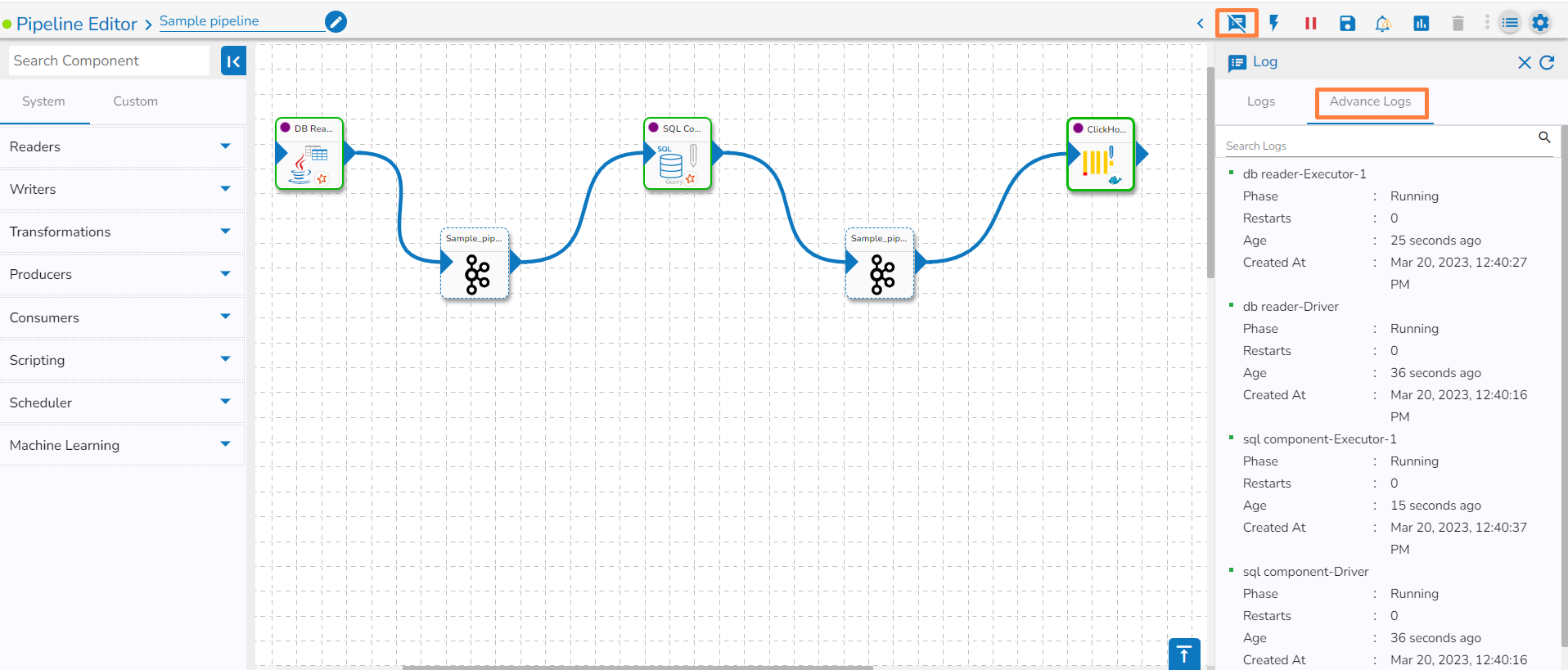 Log Panel - Data Pipeline